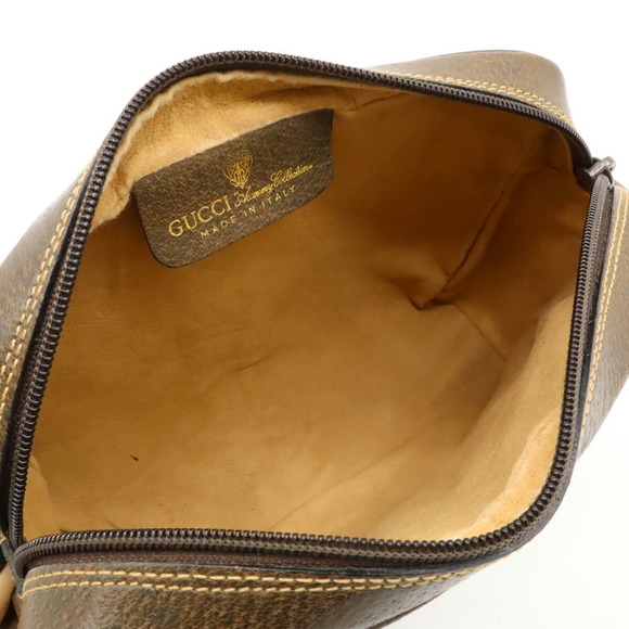 Gucci | Bags | Gucci Beige Pochette Leather Bag Brown Line Shoulder ...